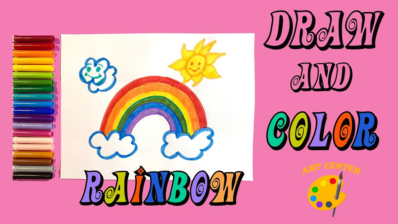 Learn How to Draw and Color Colorful Rainbow | Learning drawing step by ...