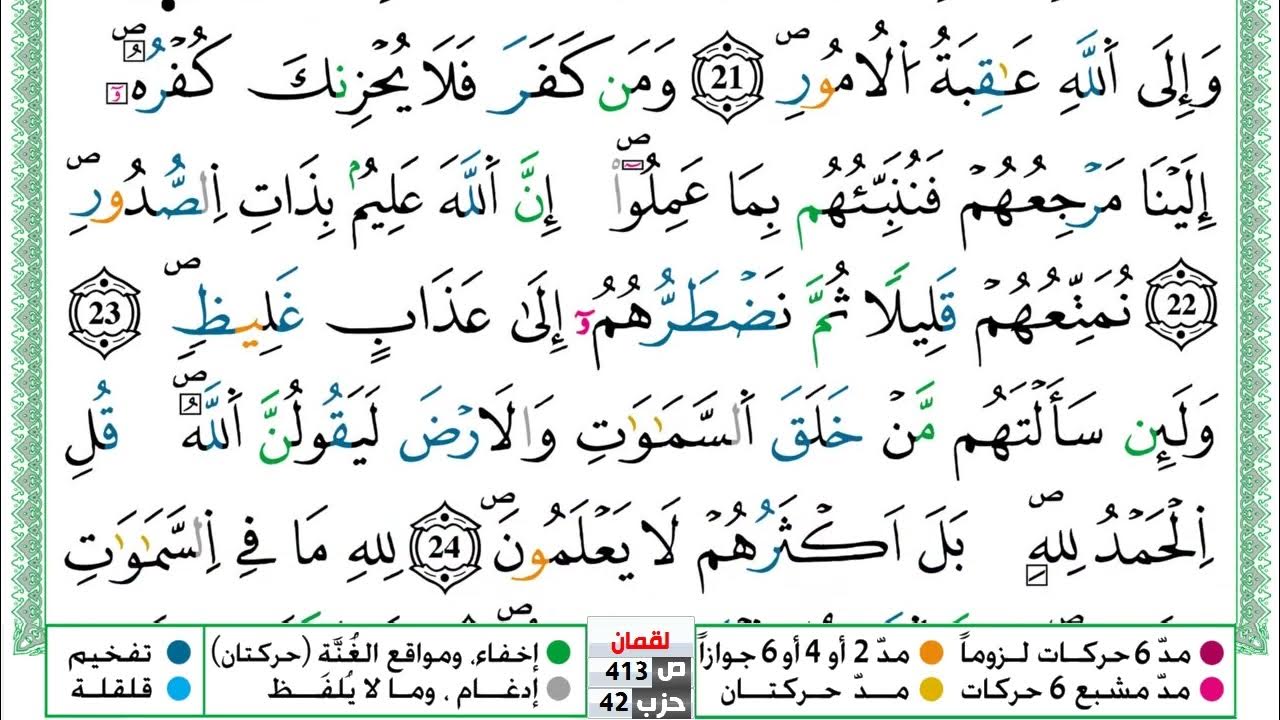 سورة لقمان مكتوبة عبد الباسط Surah Lokman Abdul Basit برواية ورش عن