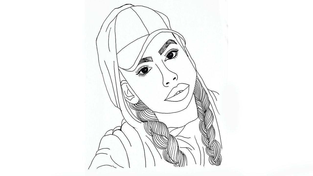 Line Drawing - How to draw a girl with pen step by step (very easy ...