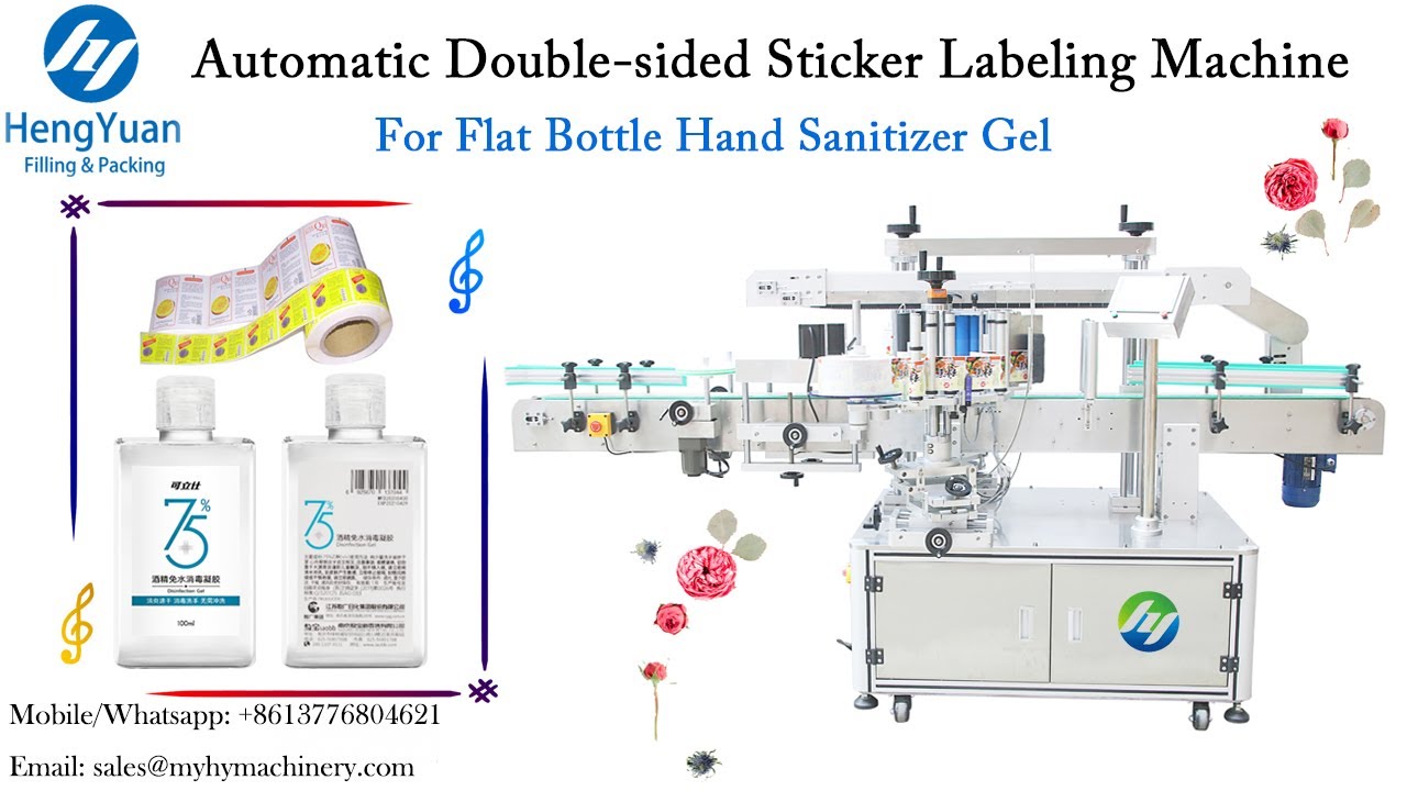 Automatic Double sided Sticker Labeling Machine for Flat Hand Sanitizer ...