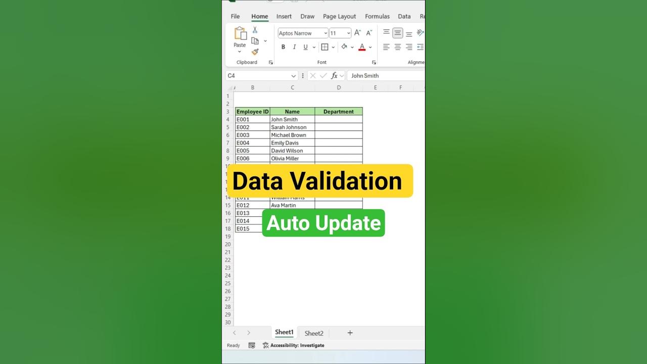 Data Validation-Auto Update! #excel #spreadsheetmagic #microsoftexcel #exceltips #data - YouTube