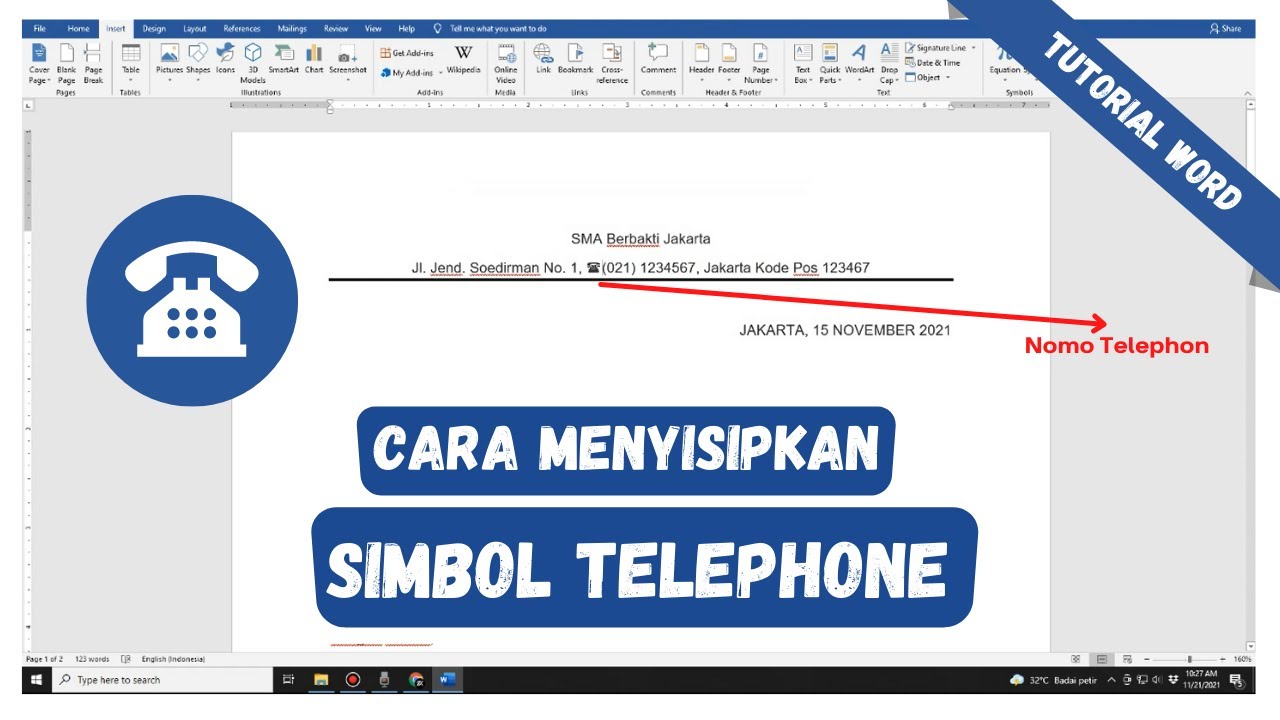 CARA MEMBUAT ATAU MEMASUKKAN SIMBOL TELEPON (FAKSIMILE) DI OFFICE WORD ...