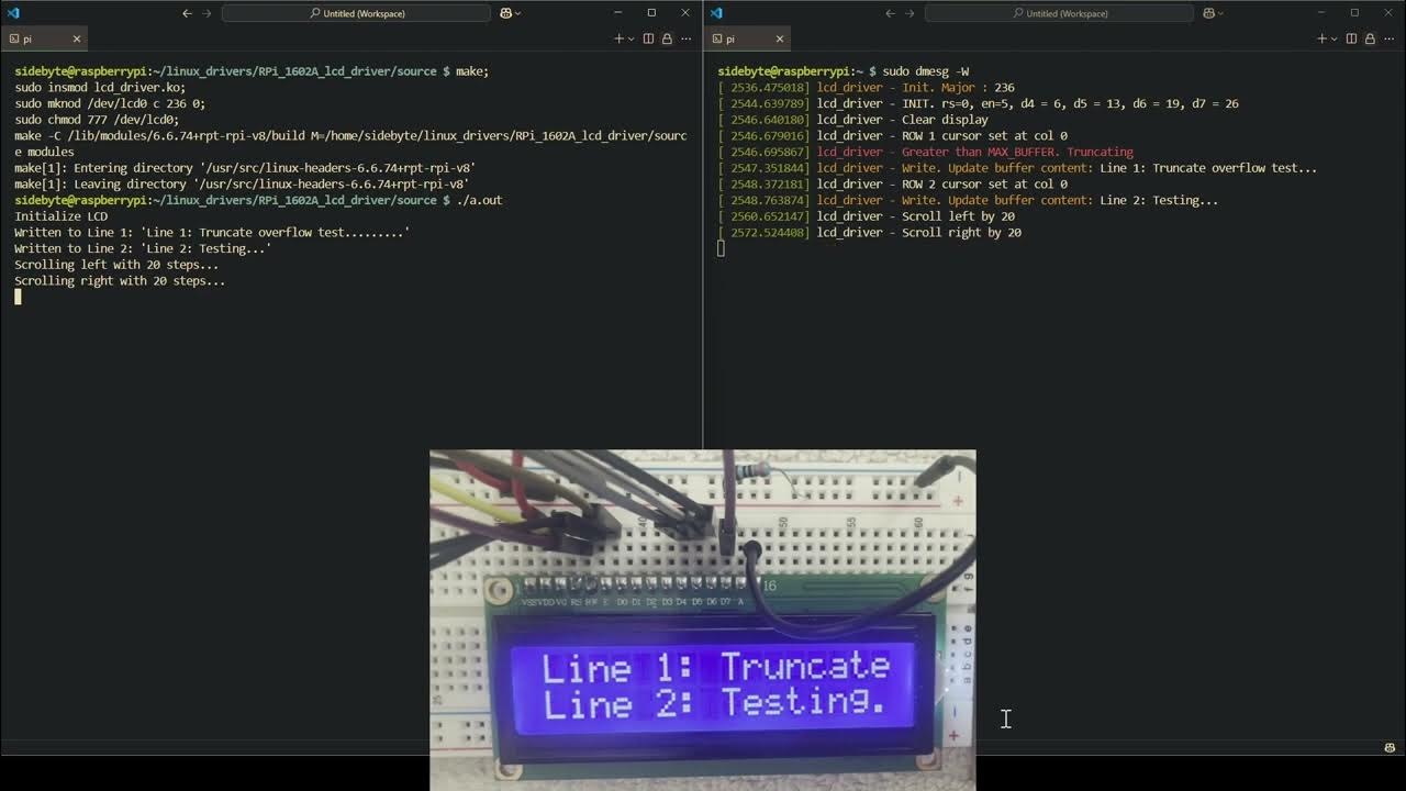 Custom Kernel Module: 1602A LCD with Character Device Support Demo (Raspberry Pi 4B) - YouTube