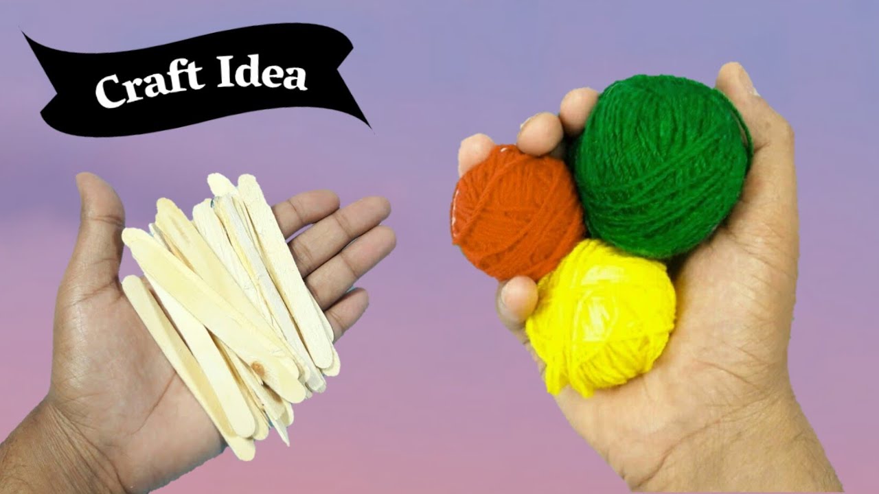 Best Out Of Waste Wool And Popsicle sticks | Woolen Craft Idea | Best ...