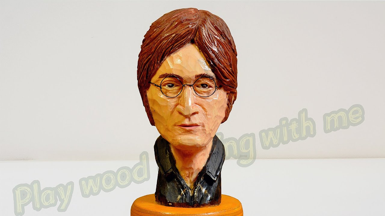Wood carving: John Lennon - lead singer of The Beatles - YouTube