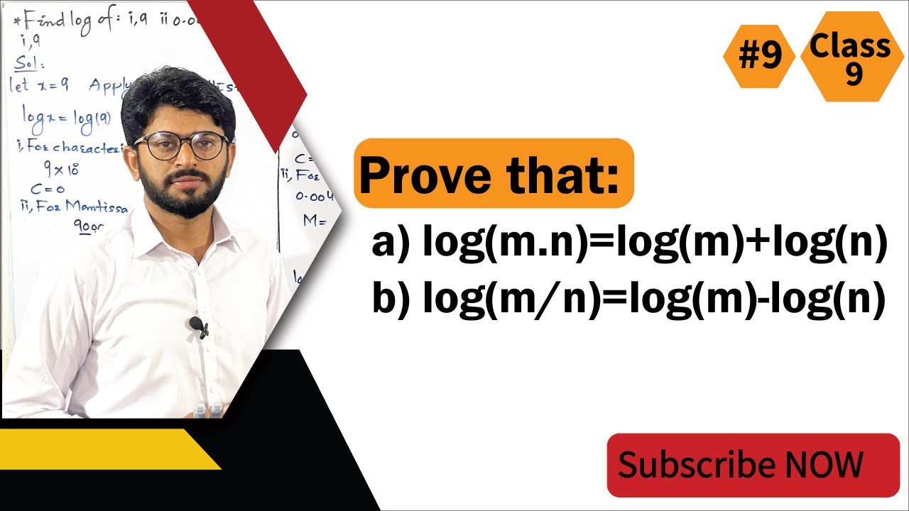 Product rule of logarithm | Quotient rule of logarithm | Prove the laws of logarithms | Class 9 ...