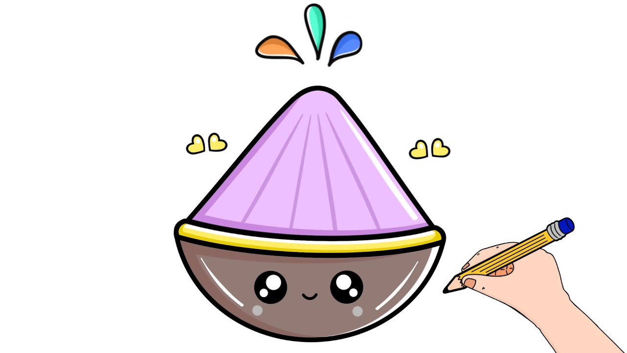 How To Draw A Cute Holi Colours in a Pot Easy | Draw Step by Step ...