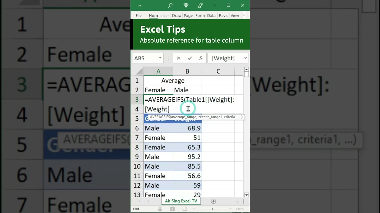 Absolute Reference For A Table Column In Excel YouTube Absolute Reference For A Table Column In Excel YouTube