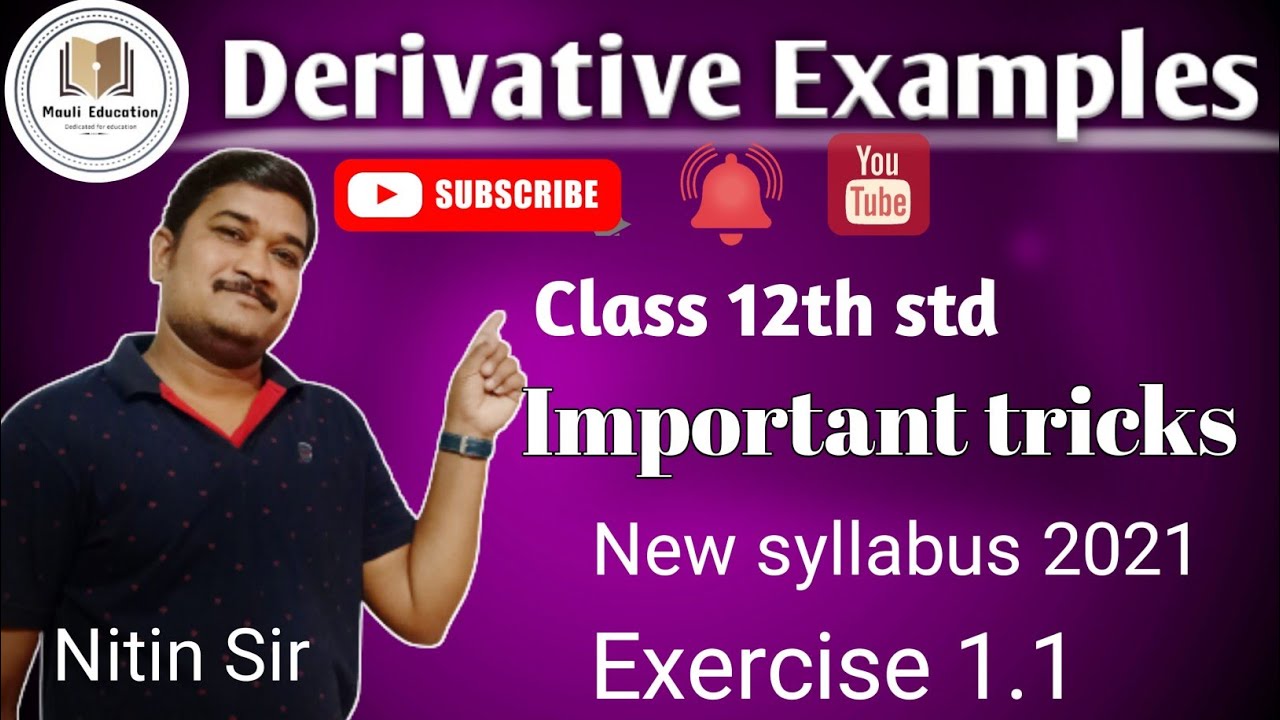 12th std Math derivative new syllabus 2021 important tricks for exercise 1.1/Full basic concept ...