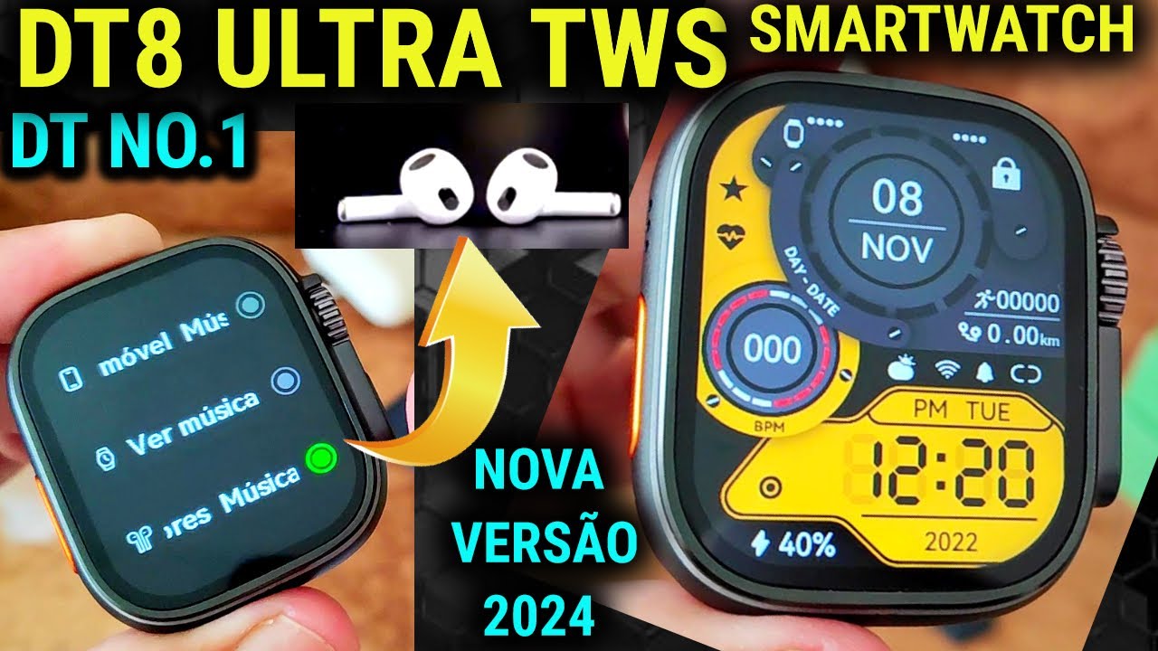 SEM TAXA! NOVO DT8 ULTRA TWS 2024 SMARTWATCH ! Agora com CONEXÃO DIRETA A FONE BLUETOOTH - YouTube