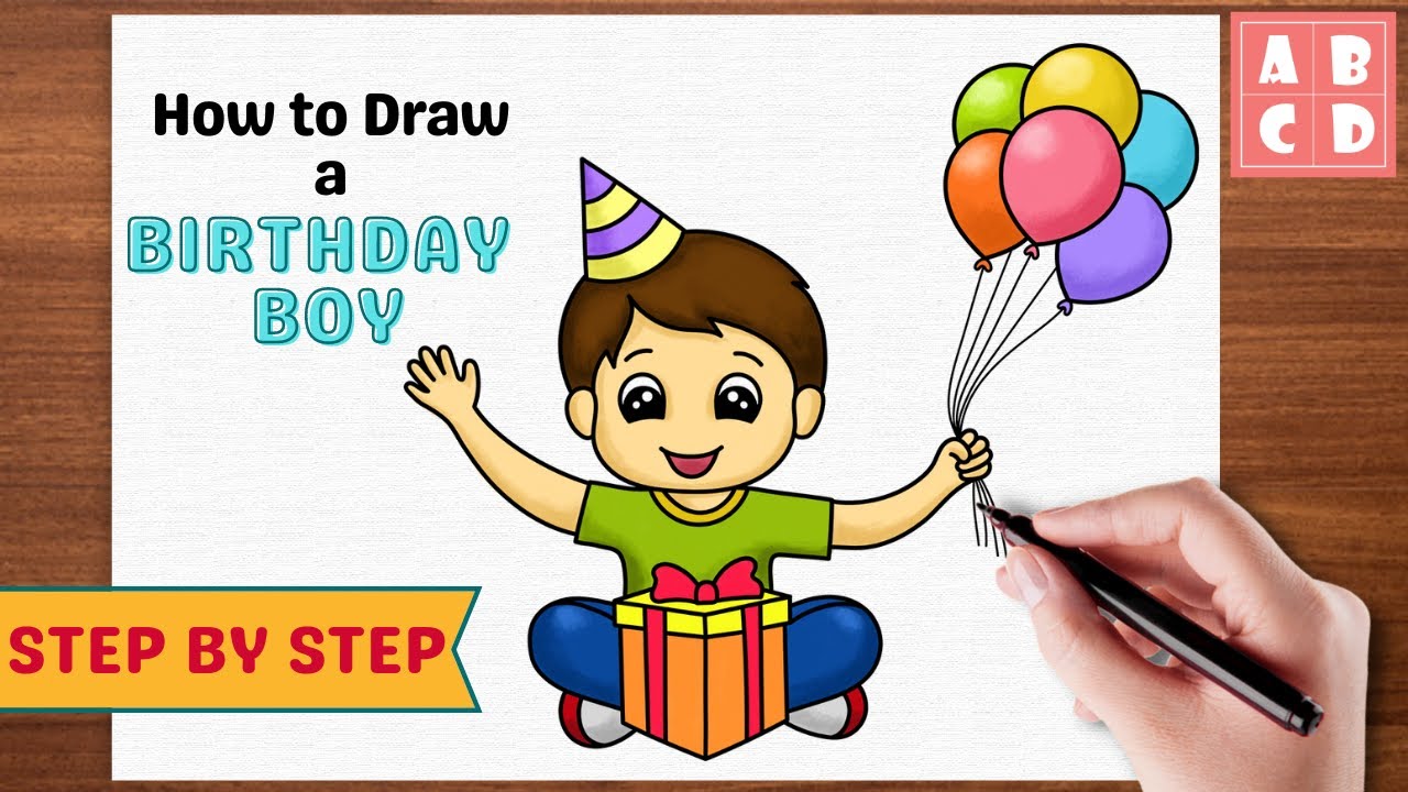 How to Draw a Cute Birthday Boy | Birthday drawing ideas ...
