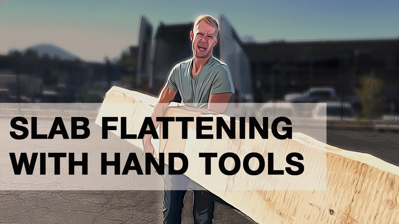 Flattening a large slab with hand tools - YouTube