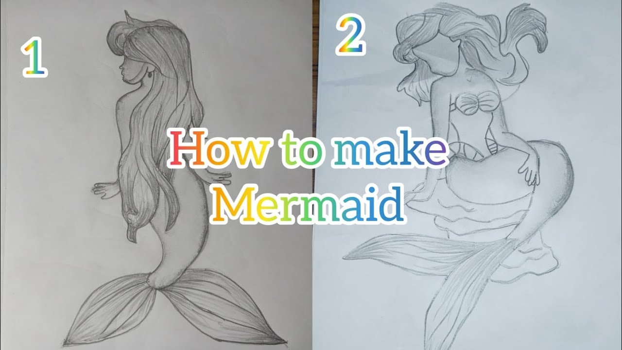 How to Draw Two Beautiful Mermaids | Easy step-by-step Tutorial Simple Mermaid Drawing Tutorial ...