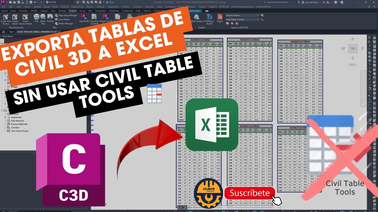 EXPORTA TABLAS DE CIVIL 3D A EXCEL 🔴SIN USAR CIVIL TABLE TOOLS - YouTube