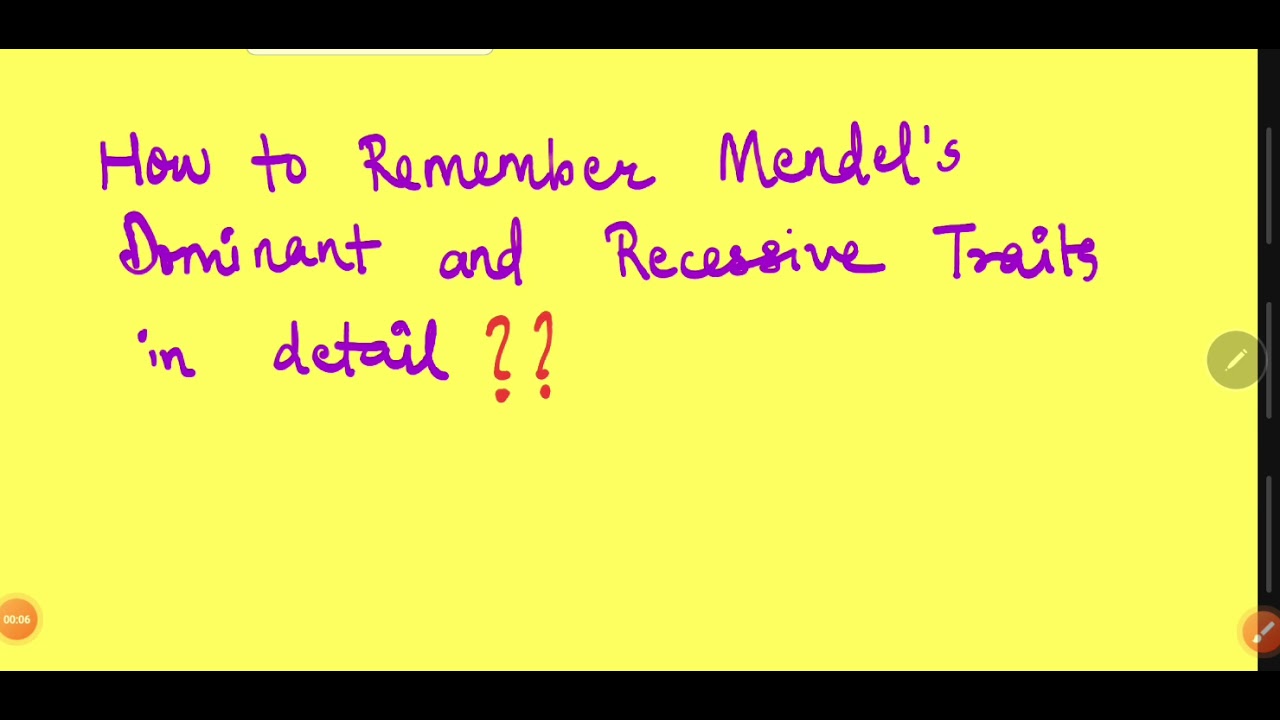 Easy mnemonic to remember Mendel's Dominant and Recessive character ...