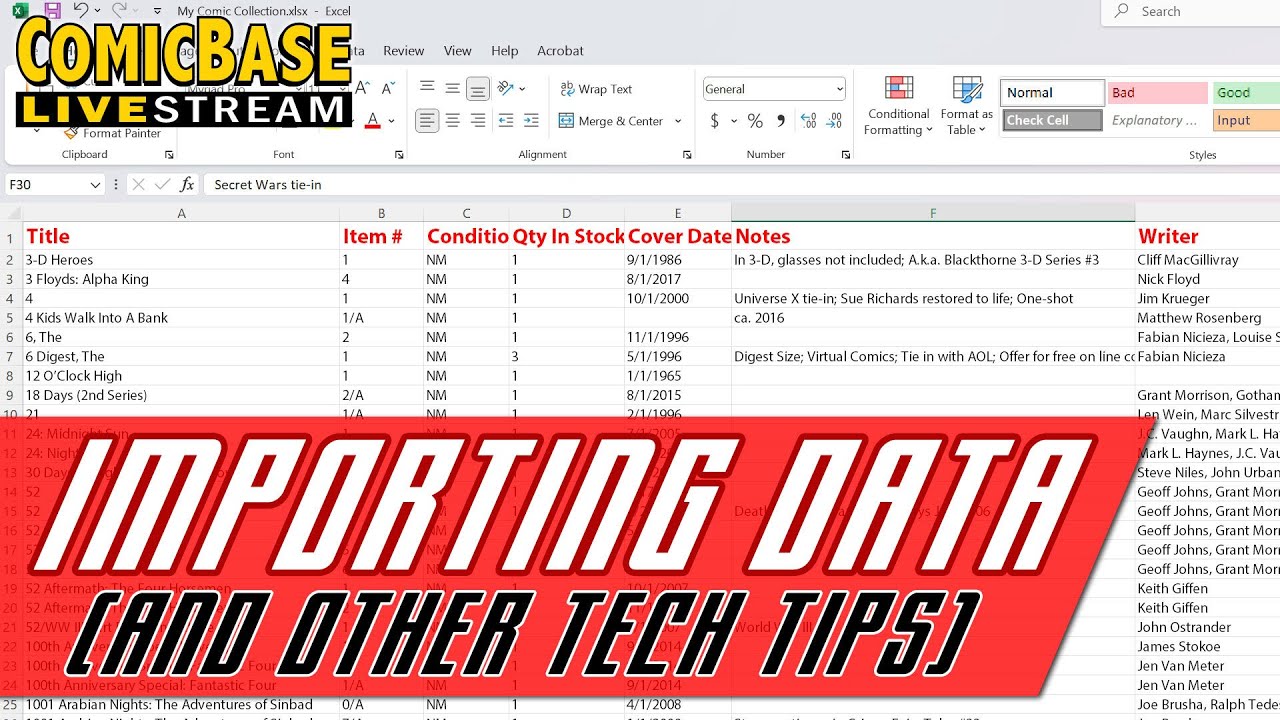 Importing Data From Other Program (And Other Tips) - ComicBase Livestream #185 - YouTube