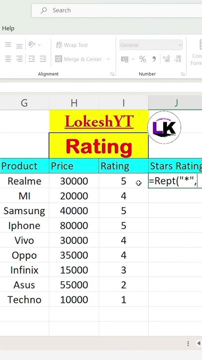 How to give ratings in Excel || Rept formula use in excel #viral #excel #exceltime #excel365 ...