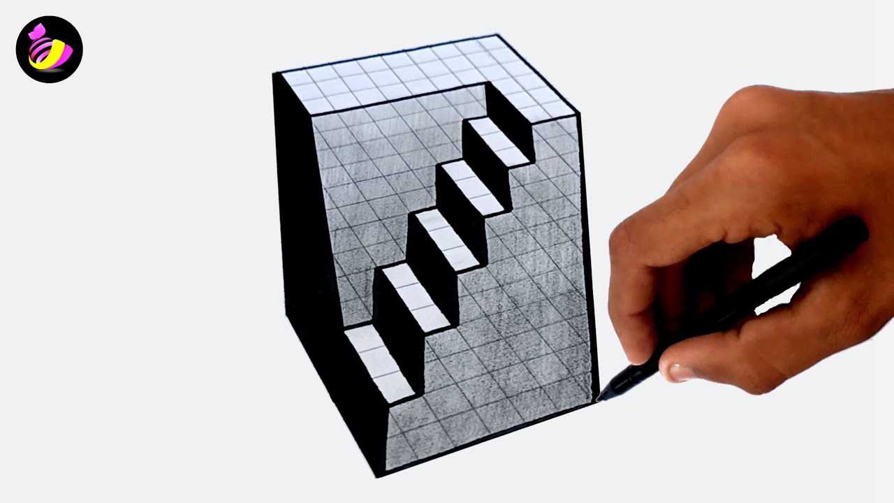 How to Draw 3D Drawing | 3D Stairs Illusion | 3D Pencil Drawing - YouTube