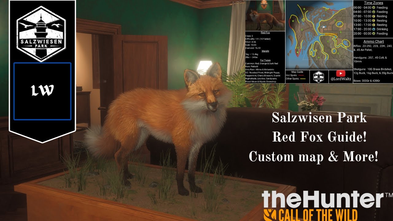 Red Fox Guide Salzwiesen Park (Best Fox Map) - Thehunter Call of the ...