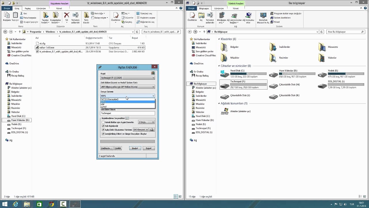 UEFI Windows 8.1 Kurulumu için USB Bellek Hazırlama - YouTube