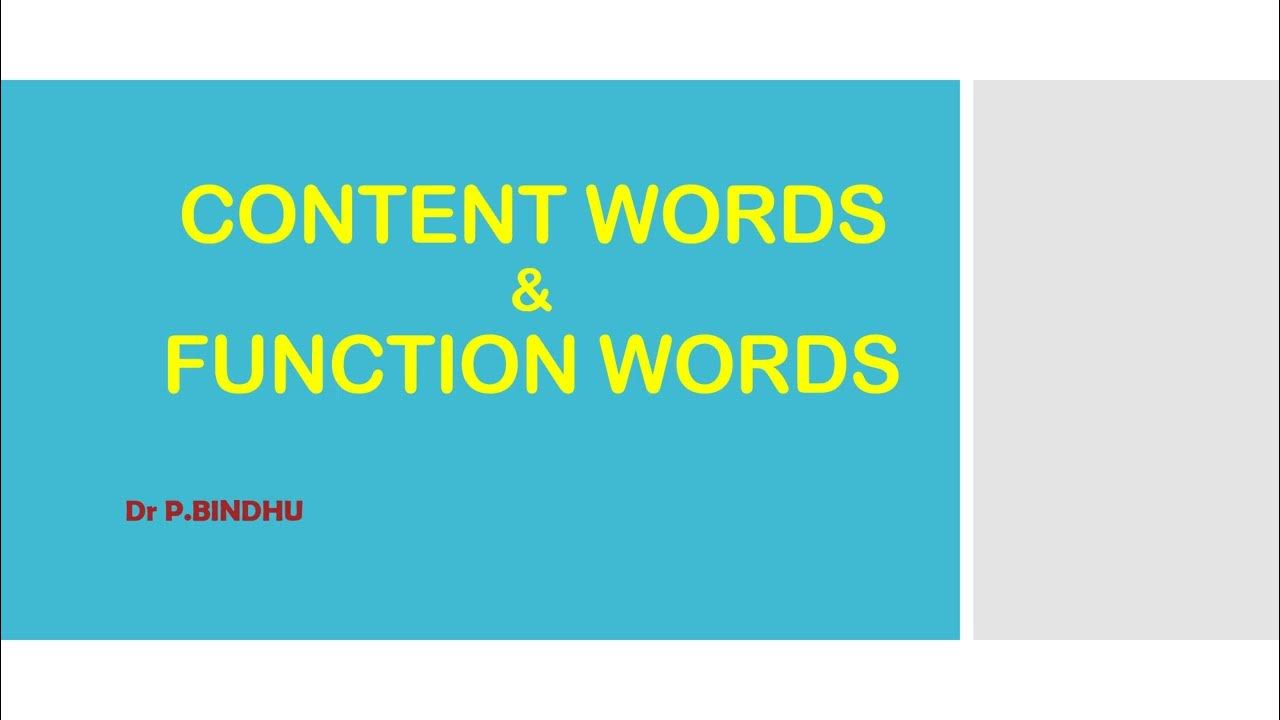 Content and Function Words // Anna University First Year-English - YouTube