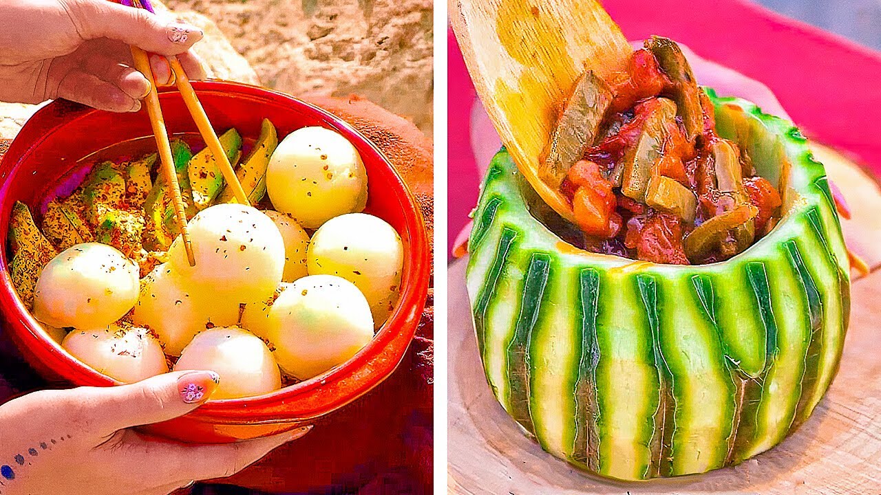 Exotic Meals With Cactus, Coconut, And Watermelon Cooked In a Wild 🌵 ...