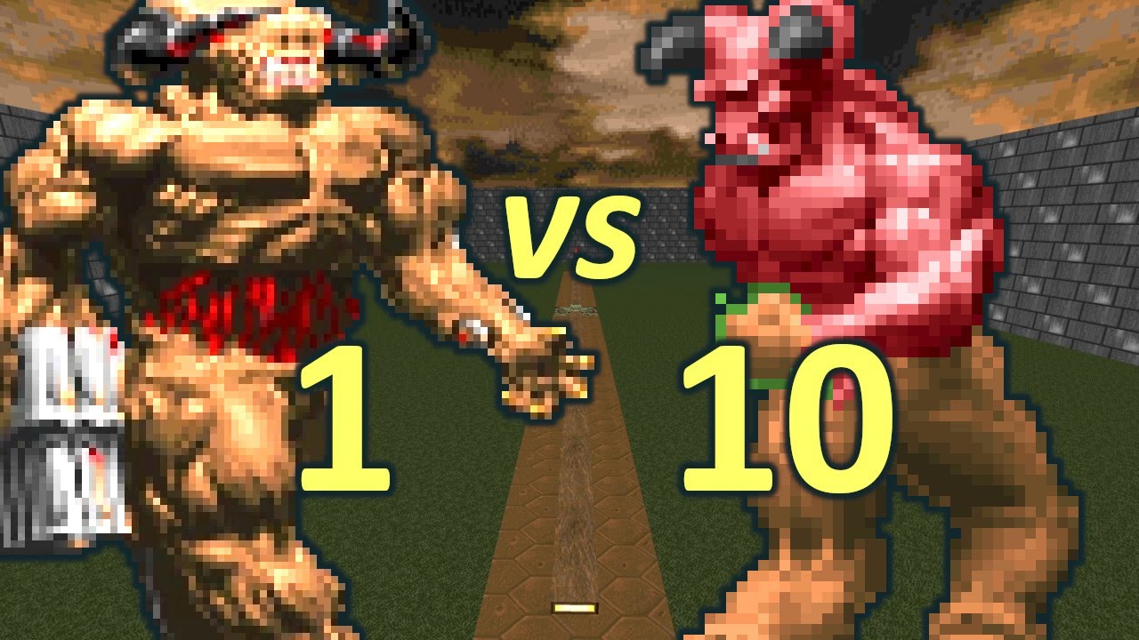 Cyberdemon vs 10 Barons of Hell - Monster Infighting - Doom Retro ...