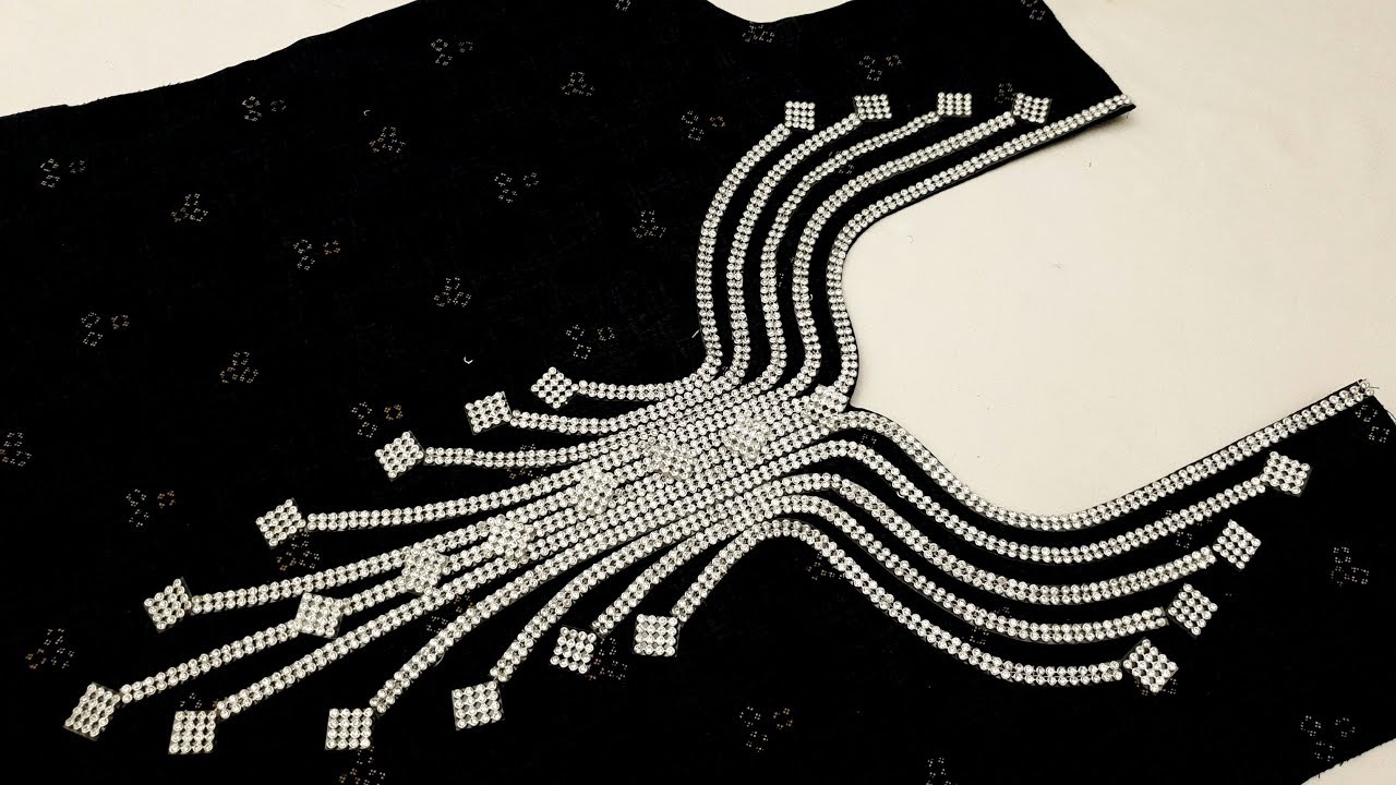 Most Beautiful Stone Lace Neck Design Cutting and Stitching - YouTube