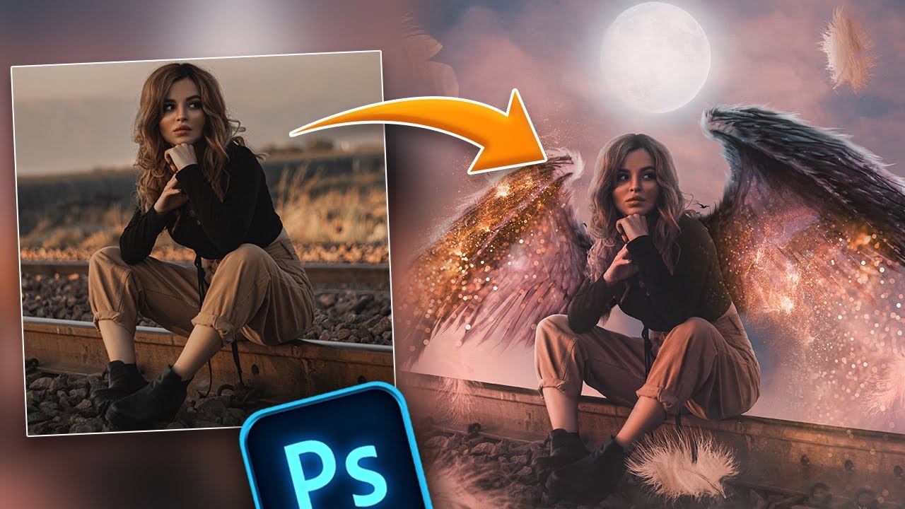 Angel Moon Photo Manipulation | Photoshop Tutorial Speed Art - YouTube