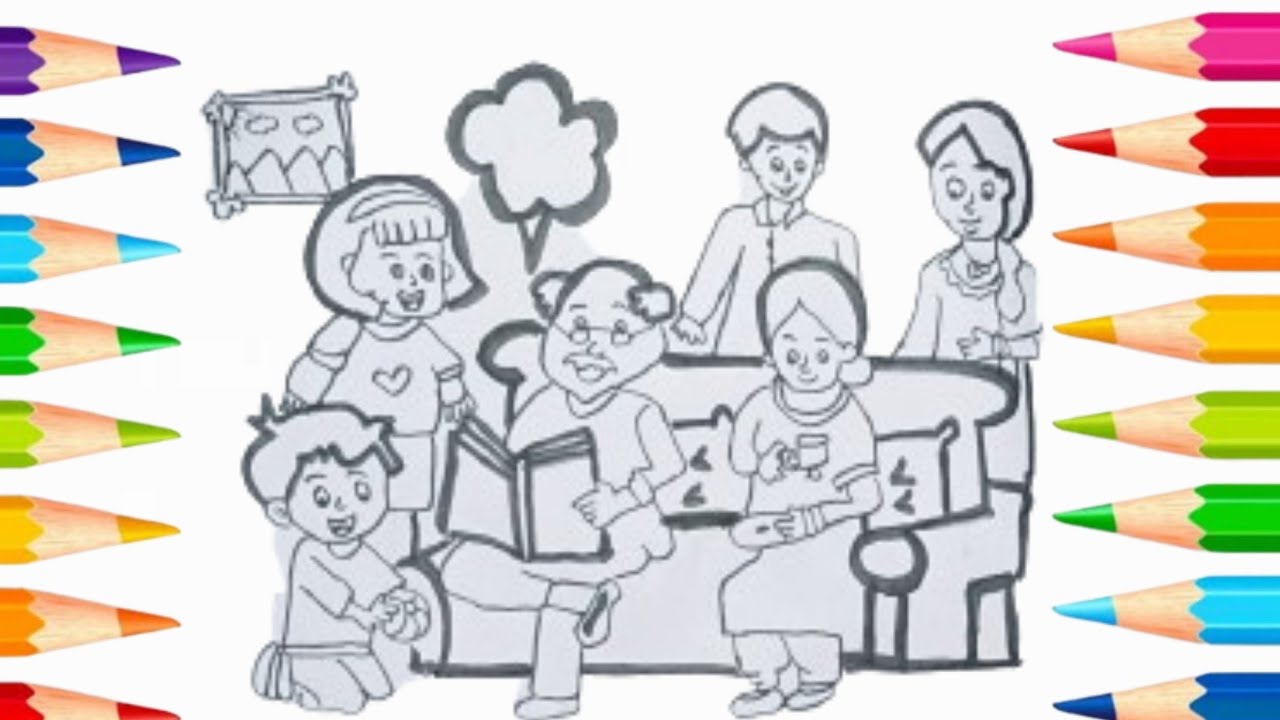 Family Drawing easy family drawing with four Member💞 family👪 - YouTube