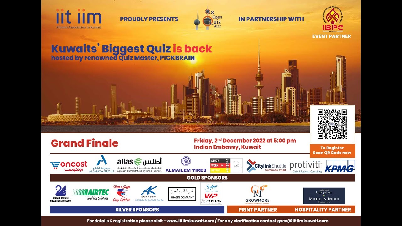 IIT IIM Association Kuwait Open Quiz QoQ 22 - YouTube