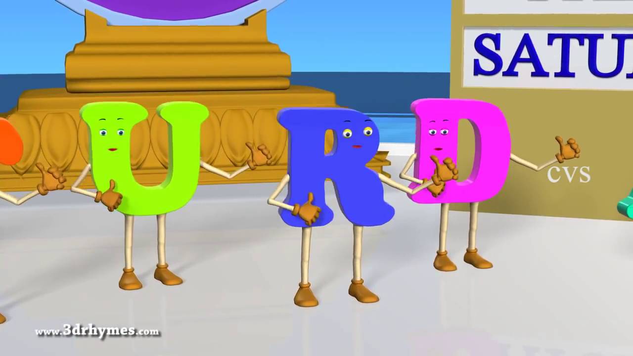 Days of the Week 3D Animation English Nursery rhyme for children - YouTube