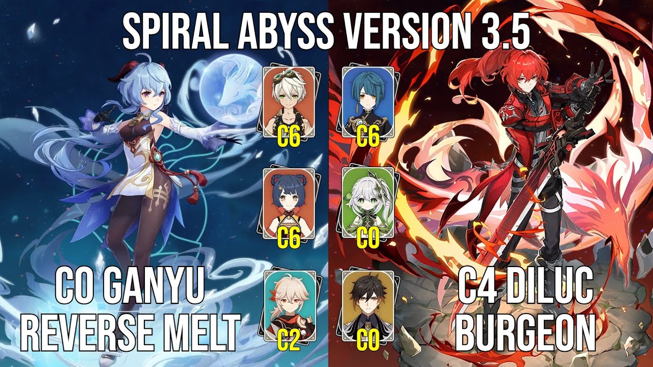 C0 Ganyu Reverse Melt - C4 Diluc Burgeon | 3.4 - 3.5 Spiral Abyss - YouTube