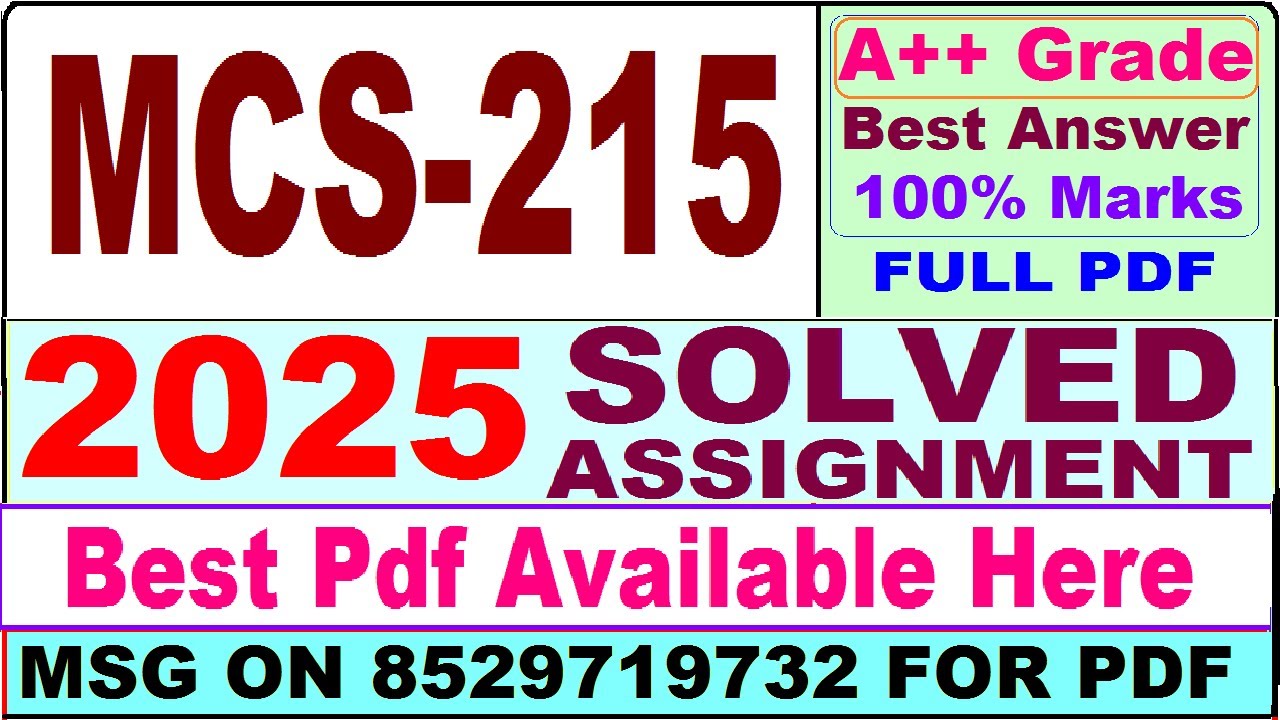 MCS 215 solved assignment 2025 || mcs 215 solved assignment 2024-25 in English || ignou mcs215 ...