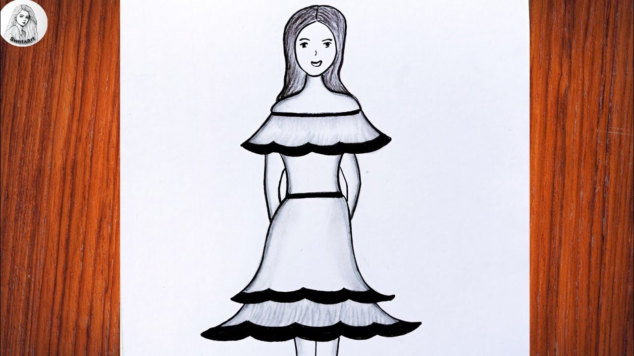 How to draw a girl princess|| girl wearing prom dress|| drawing ...
