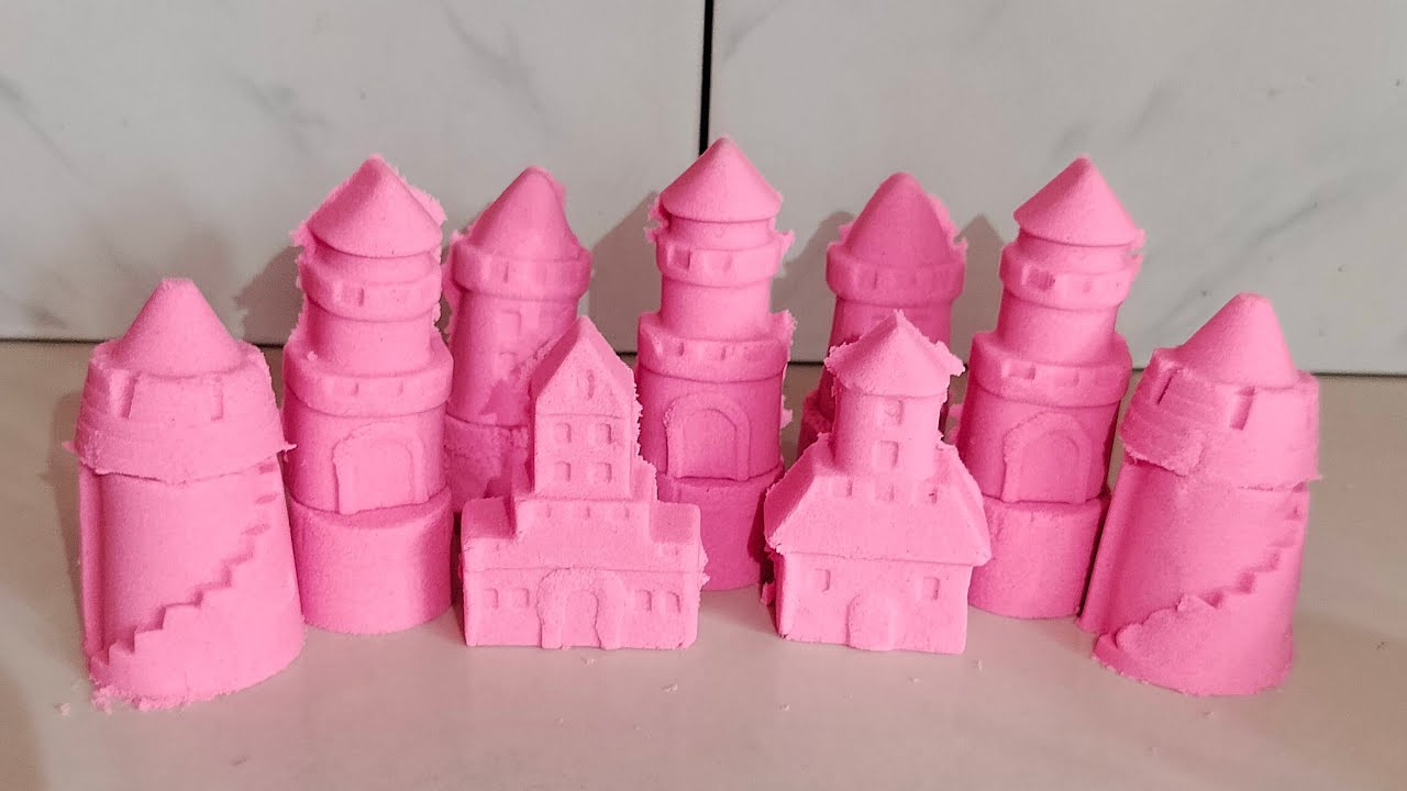 KINETIC SAND CASTLE 🏰 | PINK 🩷 | SATISFYING VIDEO ASMR AND RELAXING ...