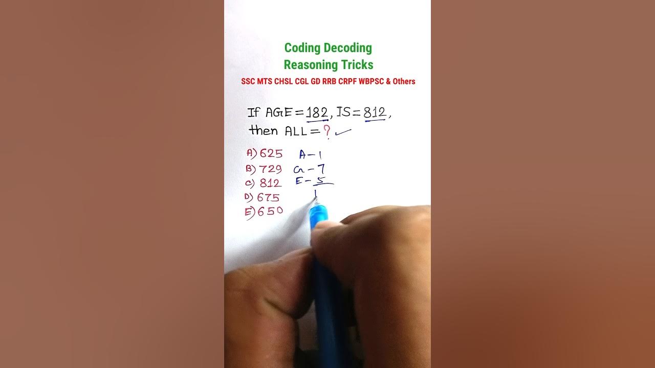 Coding Decoding Coding Decoding Reasoning Tricks Reasoning For Ssc Gd Chsl Mts Wbpsc Shorts