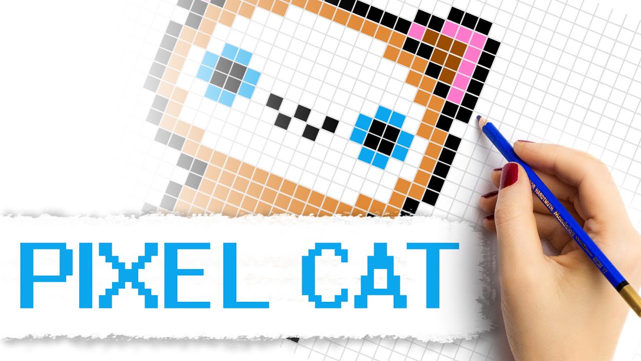 How to draw pixel cat, pixel art timelapse - YouTube