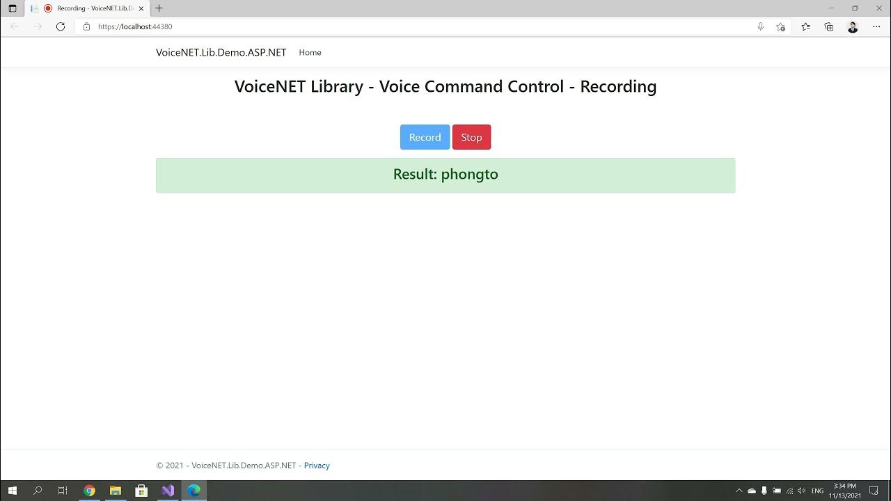 VoiceNET Library - Voice Command Control - ASP.NET MVC Demo - YouTube