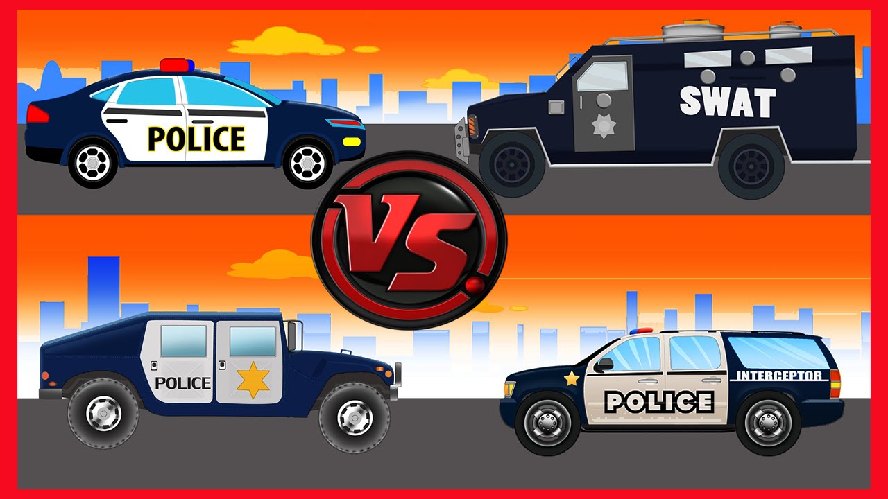 MONSTER TRUCK VIDEO CARTOON FOR CHILDREN-POLICE CAR VS SUPER MONSTER ...