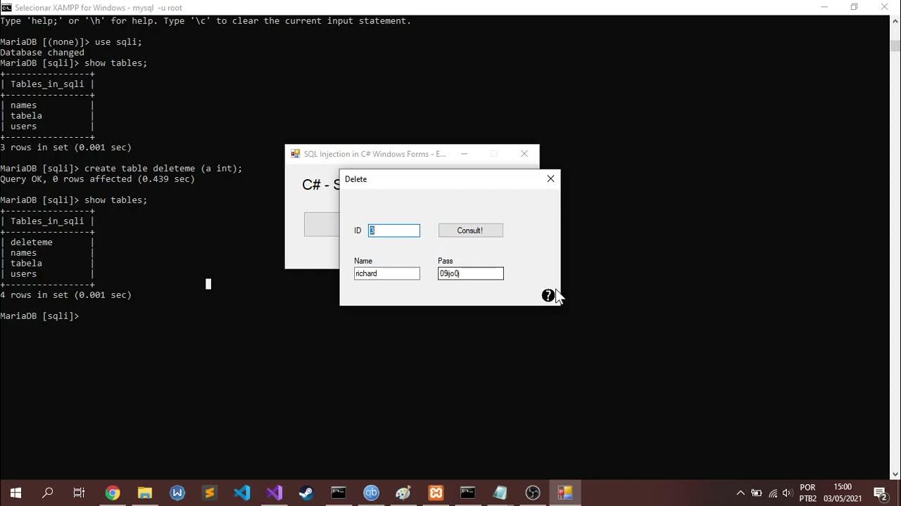 SQL Injection in C# Windows Forms - YouTube