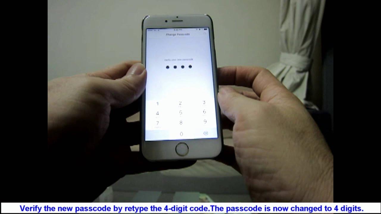 Iphone 6s - How to change the Iphone 6s passcode/password from 6 digits to 4 digits - YouTube