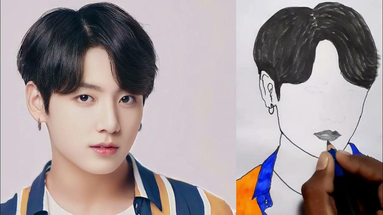 Jung kook Drawing 🎨|| BTS ️|| How to draw Korean Jung kook|| #drawing#viral#bts#jungkook # ...