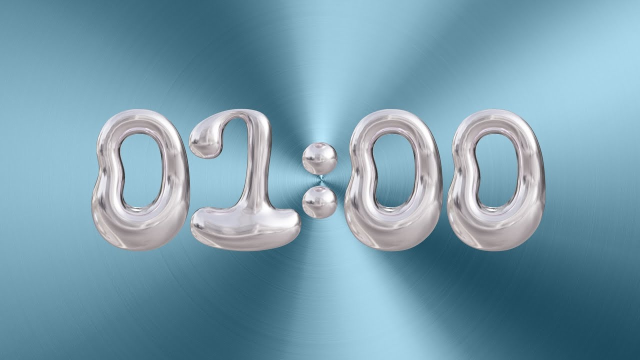 ⏱️ 1-Minute Timer | Futuristic Chrome Numbers & Metallic Blue Backdrop ...