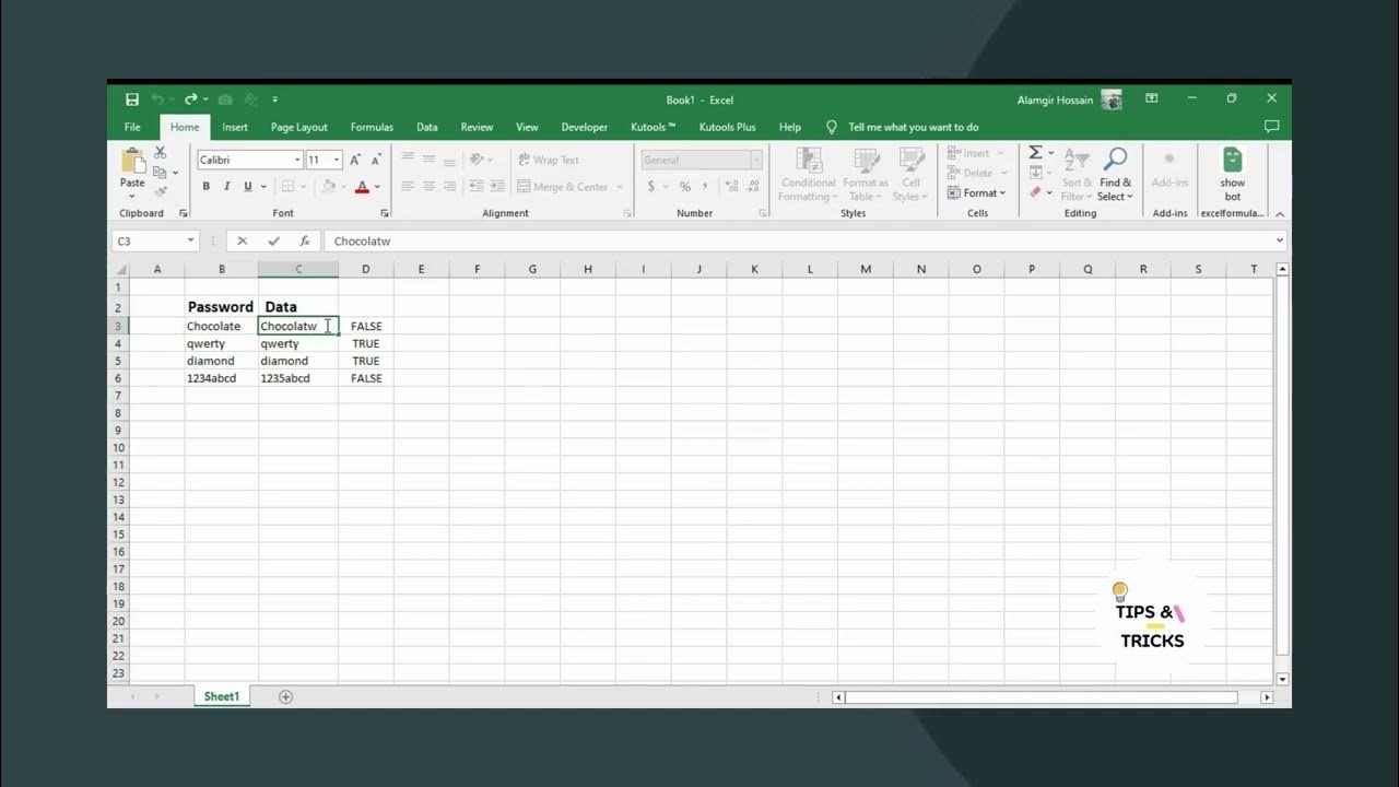 Compare Cells with Excel EXACT Function - YouTube