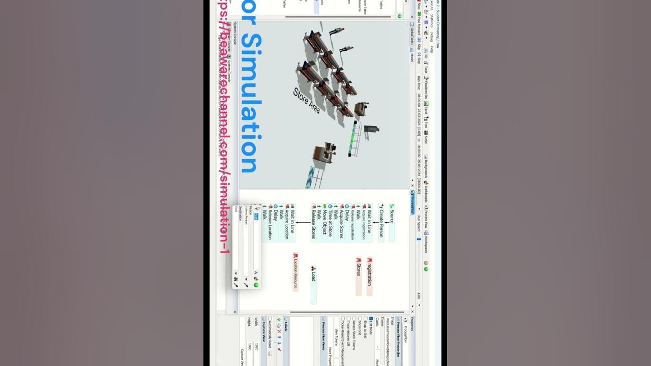 Short 2 | Creating Student Visiting Stores Simulation Model | Using Process Flow | Flexsim| BE ...