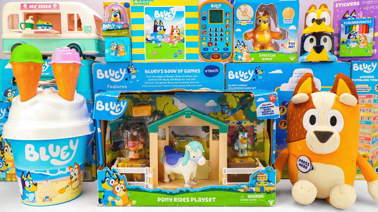 Bluey Toy Collection Unboxing Review 🐾 Bluey Pony Rides Playset ...