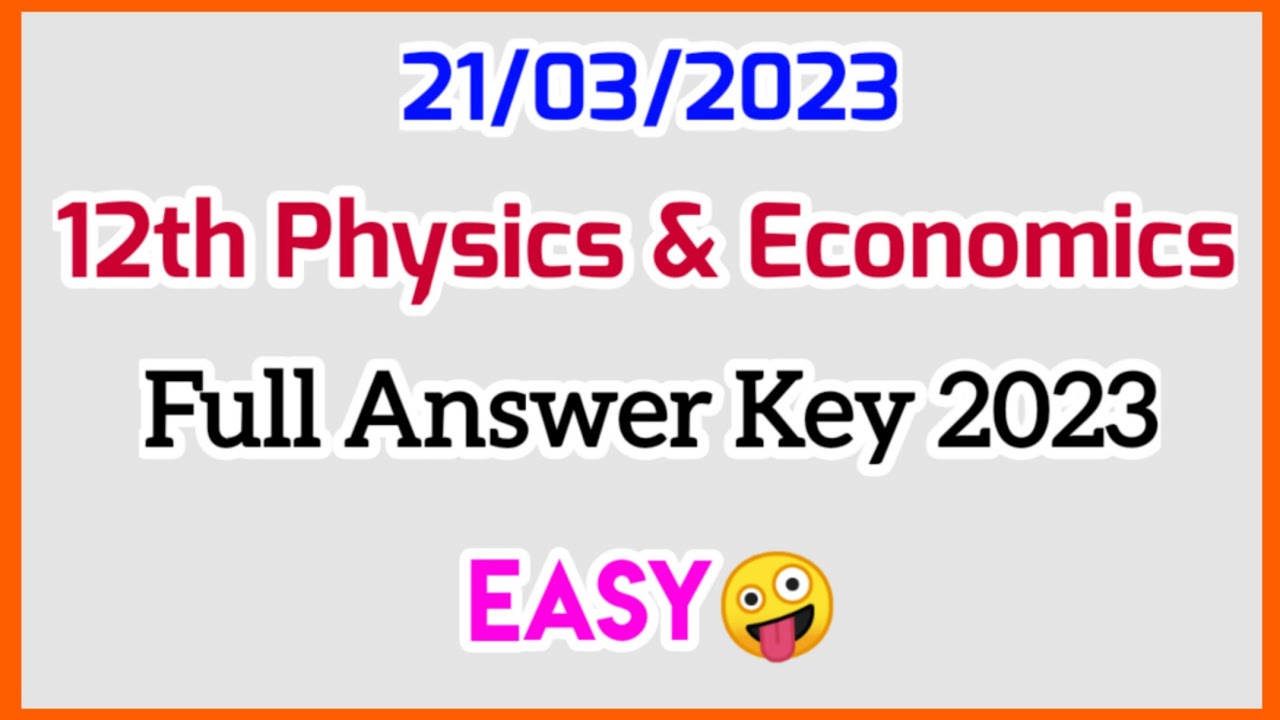 😔tn 12th Physics Public Exam Full Answer Key 2023 12th Physics Answer