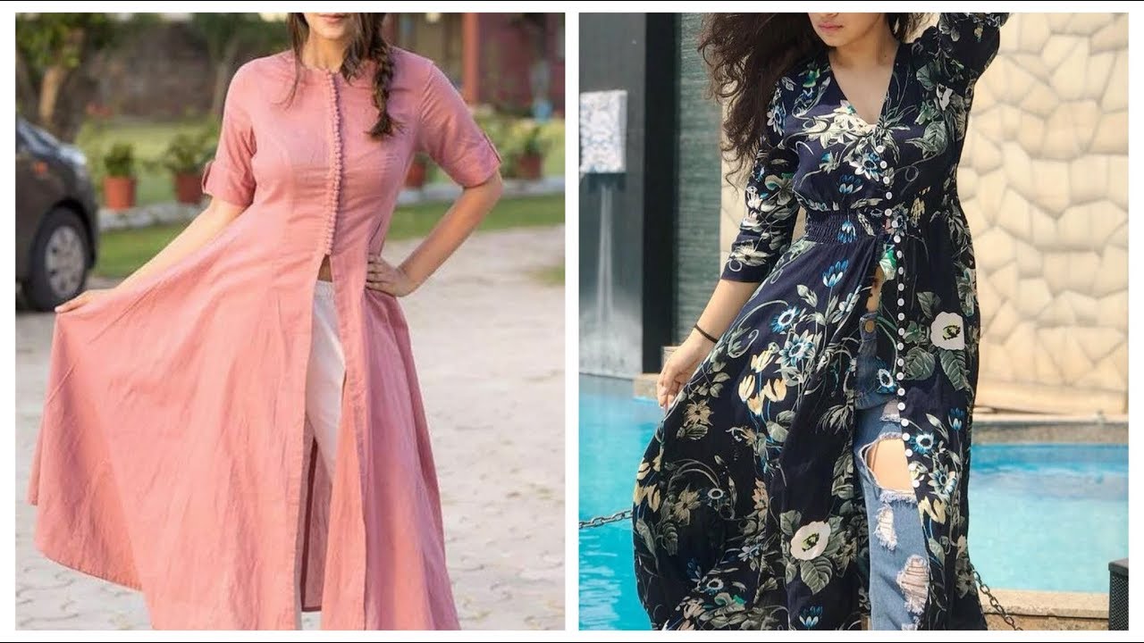 Latest front slit kurti design ideas,front cut kurti with jeans,front ...