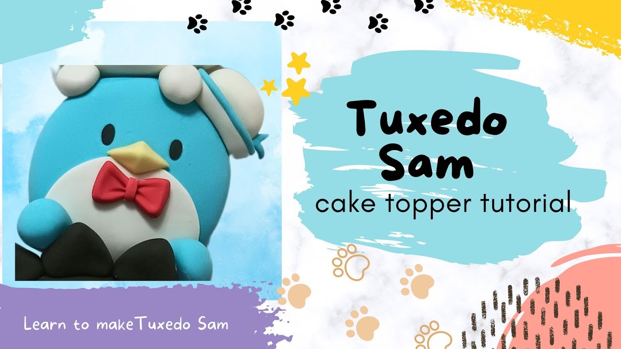 How to make Tuxedo Sam fondant character cake topper - YouTube